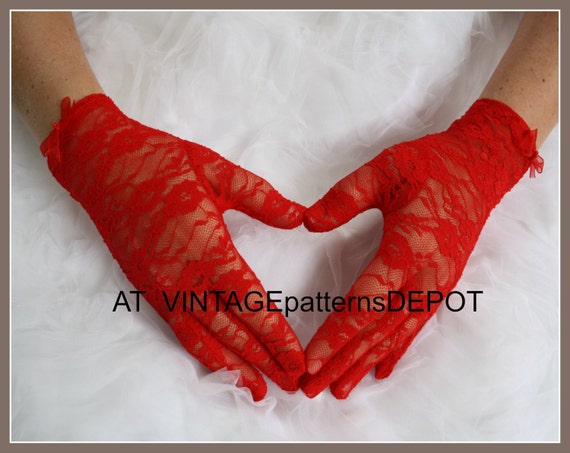 Red Lace Gloves Women's RED Themed Accessories Perfect | Etsy