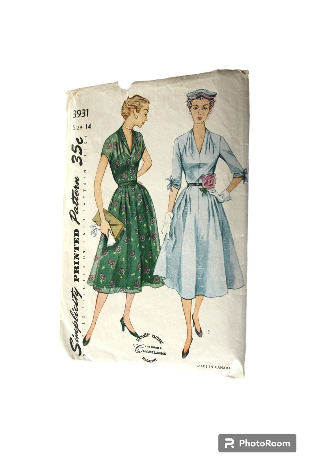 1950s Dress Sewing Pattern Womens Size 14 Simplicity 3931 Fit and Flare ...