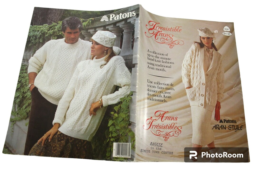 Aran Knitting Patterns, Irresistible Arans Beehive 514 Patons ARAN ...