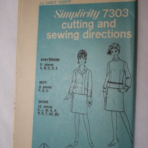 Womens 1960s Patterns Jacket and Skirt, Over Blouse Suit Size 12 Bust ...