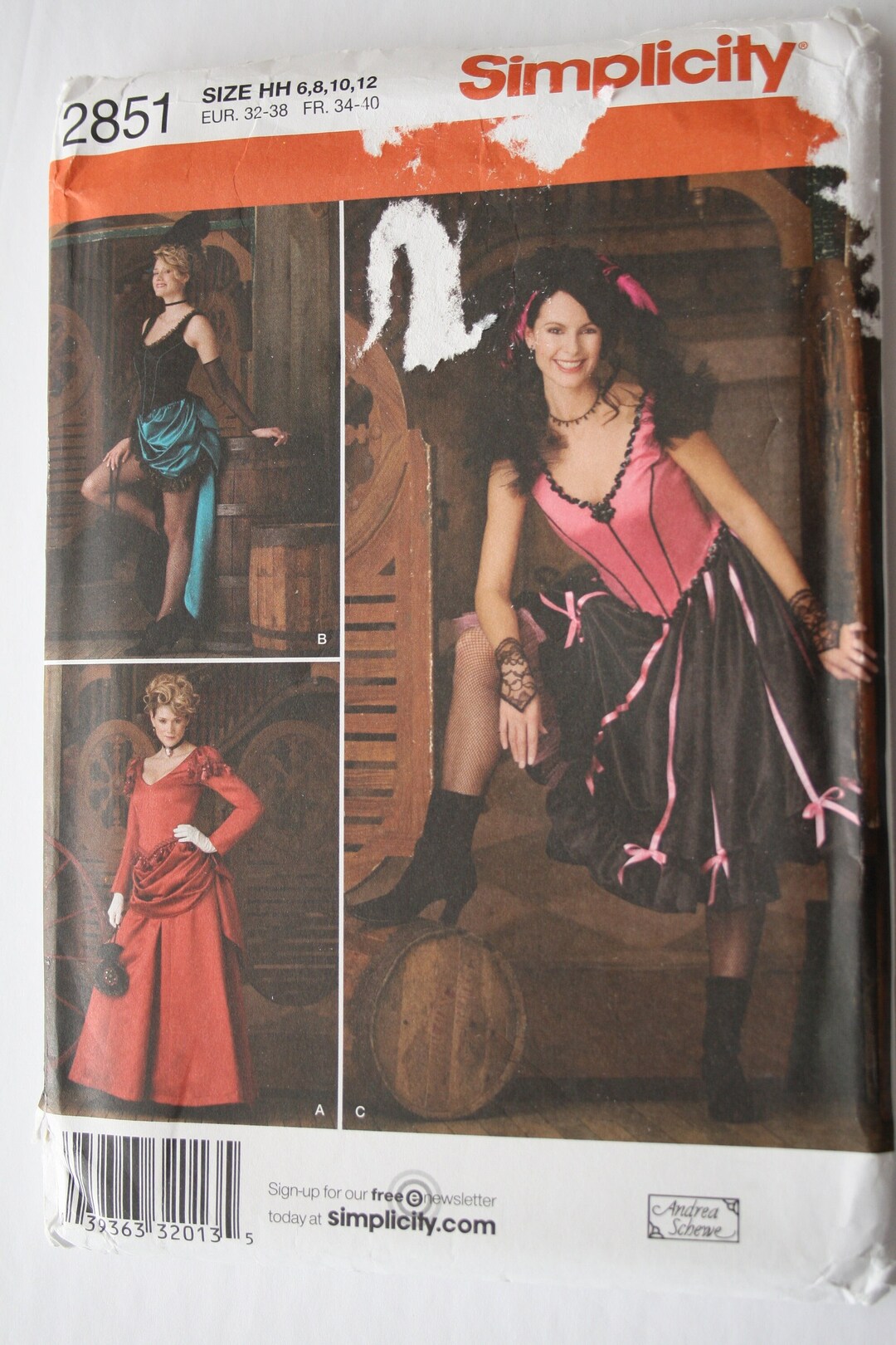 Costume Saloon Girl Barmaid Dress and Head Pieces Patterns Size 6 8 10 ...