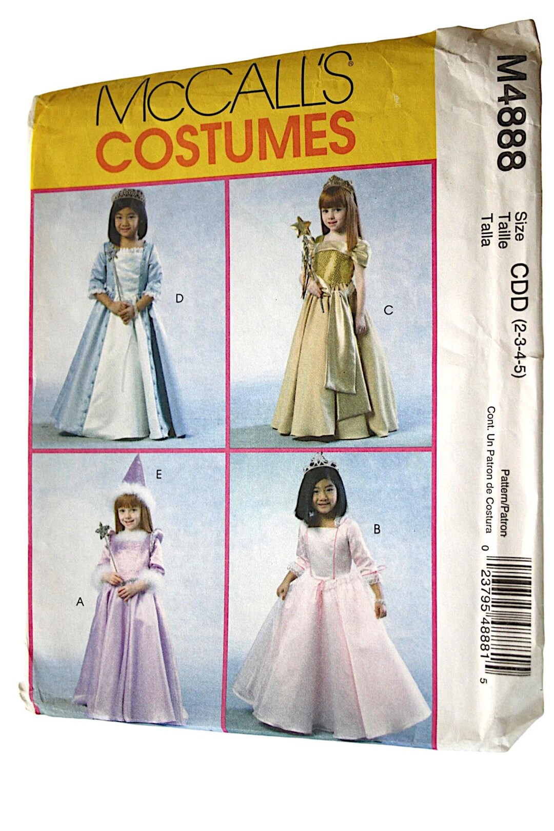 Princess Costume Pattern and Hat Girl's Size 2 3 4 5, Fairy Tale Dress ...