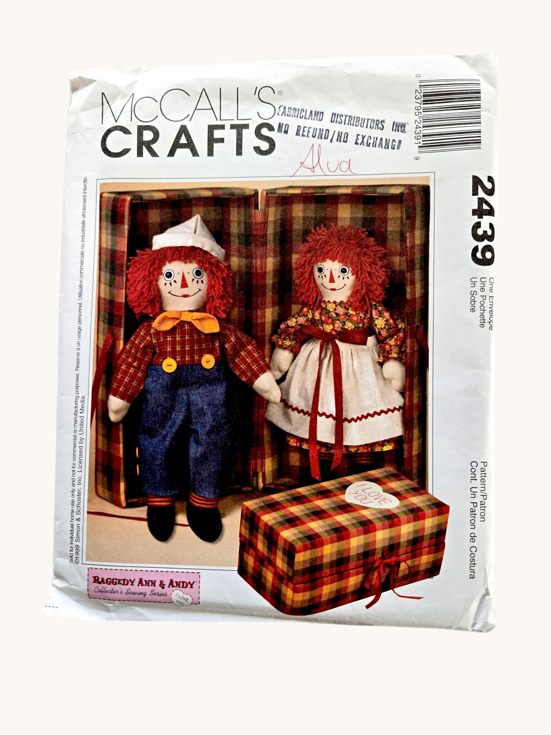 Raggedy Ann & Andy Doll Sewing Patterns With Carrying CASE, Mccalls ...
