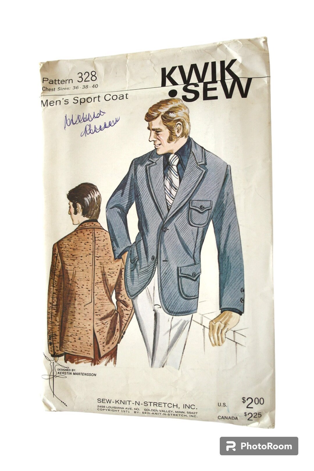 Men's Suit Jacket Pattern Sport Coat Men's Size 36 38 40 Double Knit ...