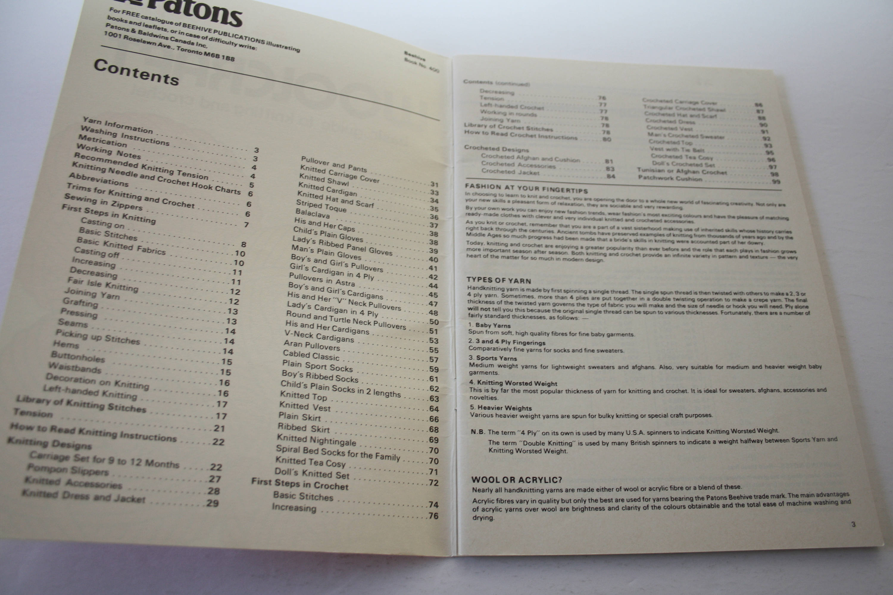 Patons Beehive 400 LEARN to CROCHET and KNIT Book Woolcraft - Etsy Canada