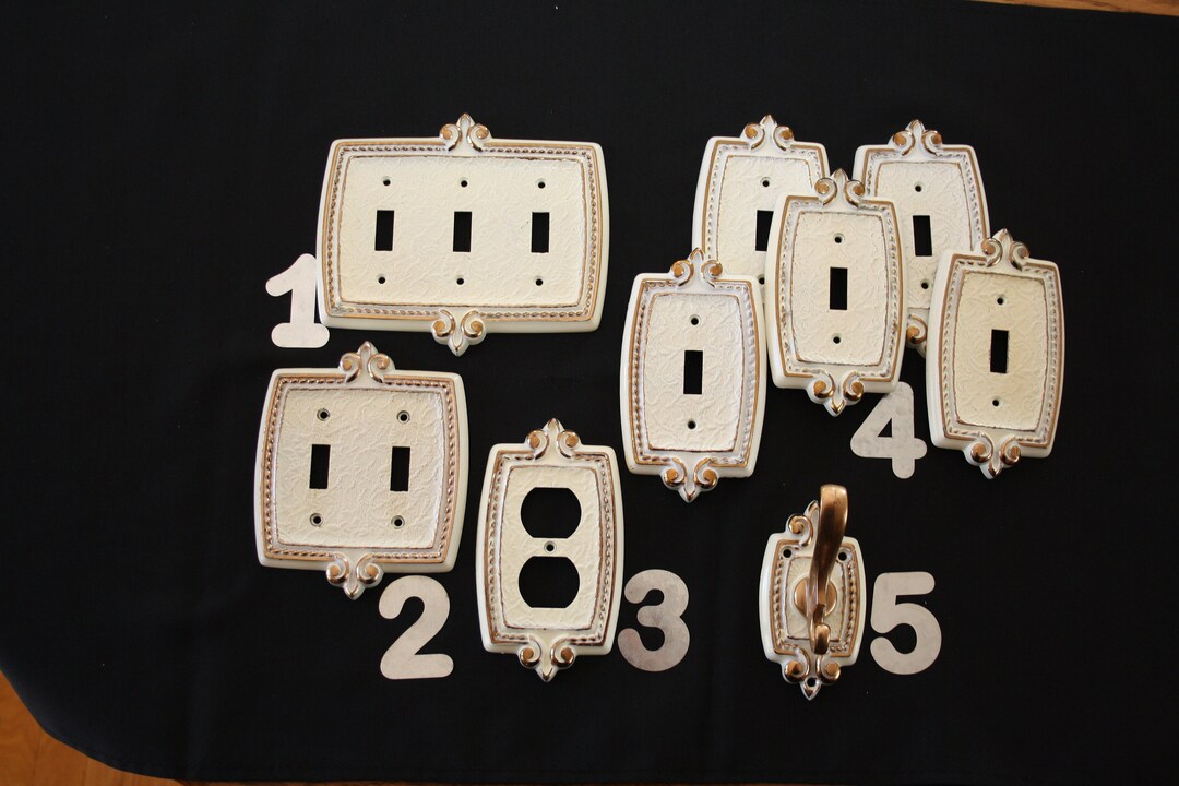 Metal SWITCHPLATES Vintage /mid Century Off-white /gold Single Double ...
