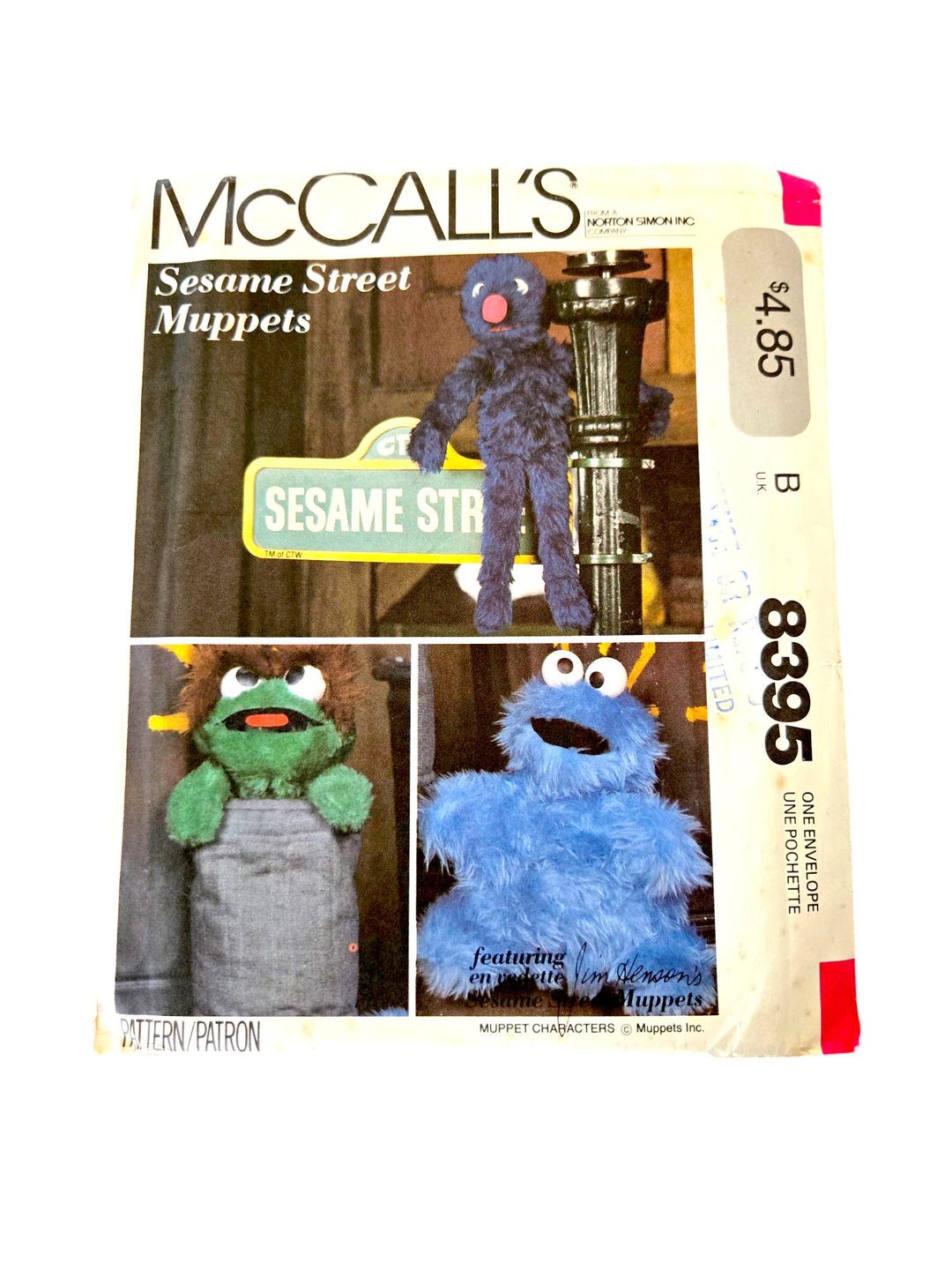 SESAME STREET Muppets Pattern Stuffed Grover Oscar and Cookie Monster ...
