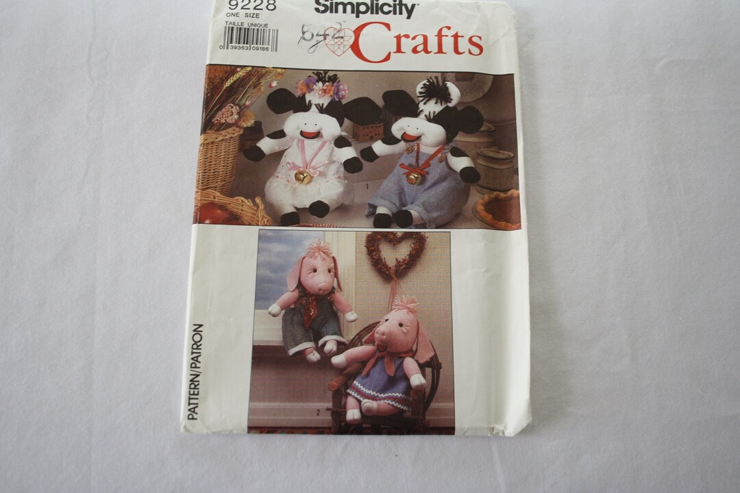 Stuffed Cow and Pig Patterns and Clothes to Sew Farm Animals, UNCUT ...