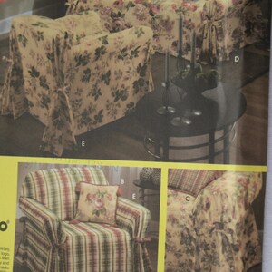 Slip Cover Patterns DIY Covers for Sofa Couch Chairs and Pillows UNCUT ...