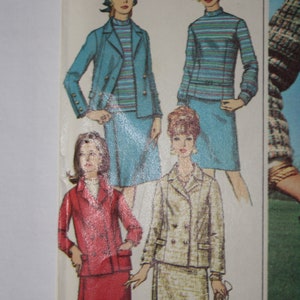 Womens 1960s Patterns Jacket and Skirt, Over Blouse Suit Size 12 Bust ...