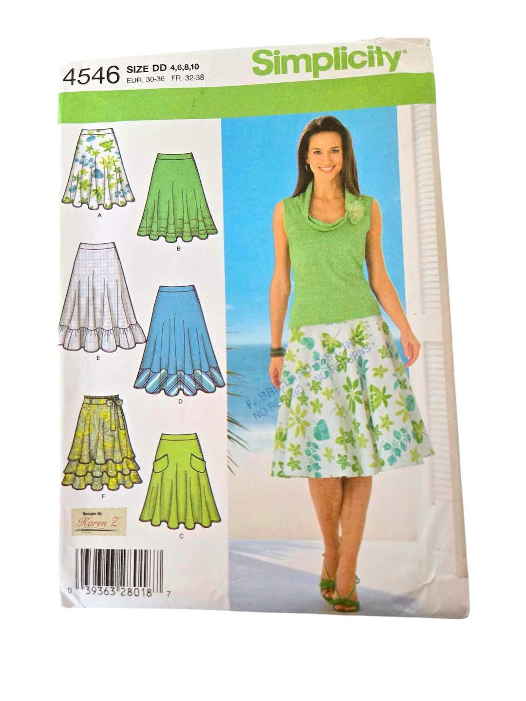 Three Quarter CIRCLE SKIRT Pattern Flounce With Optional Bottom Ruffles, Womens Size 4 6 8 10 ...
