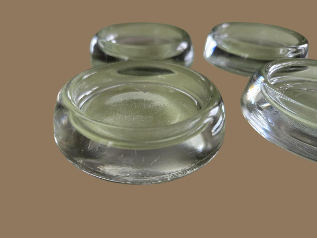 4 Vintage LARGE Glass Furniture Leg Coasters /casters Made Canada by ...