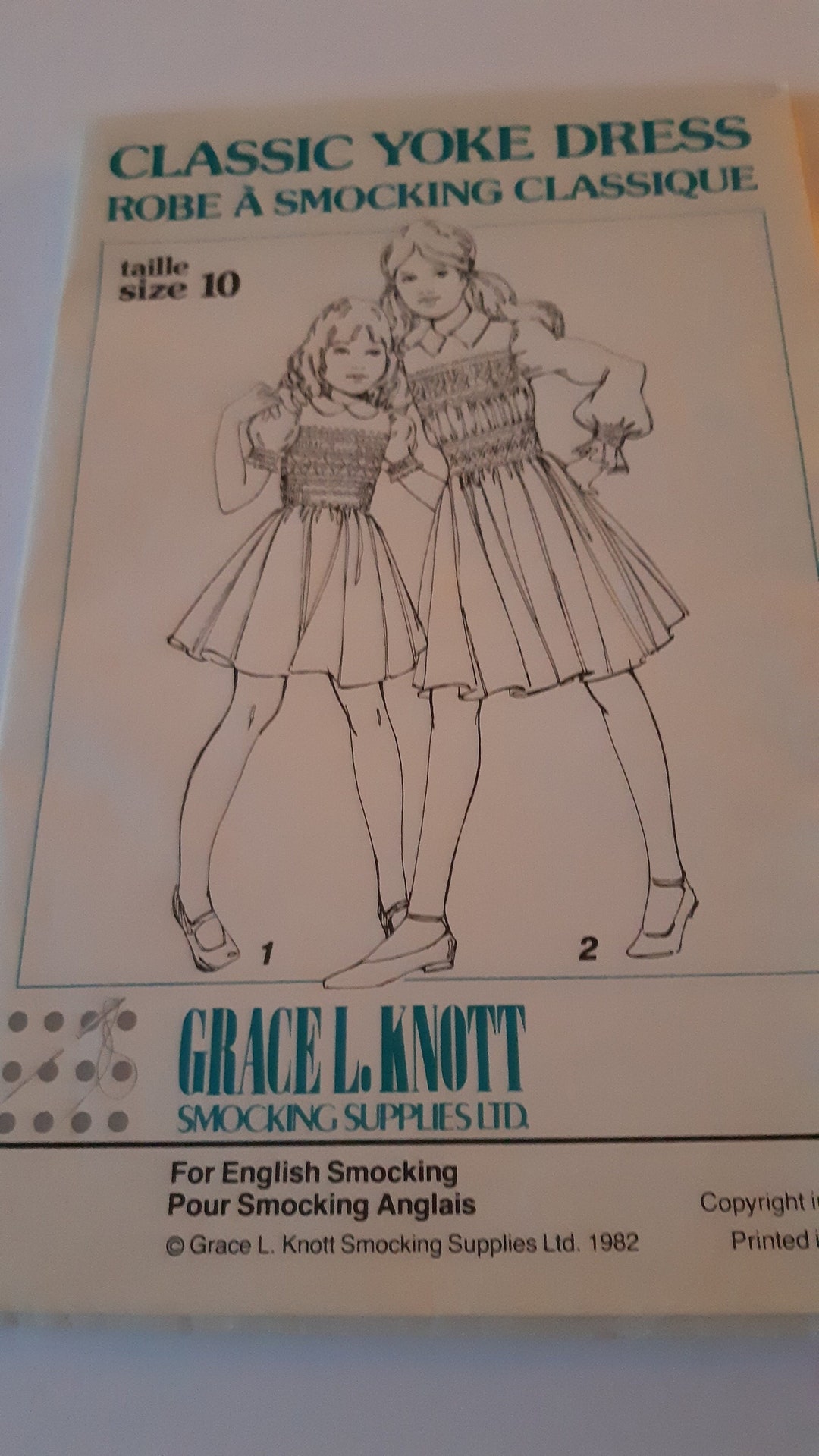 English Smocking Pattern for Girls Dress, Classic Smocked Yoke Dress ...