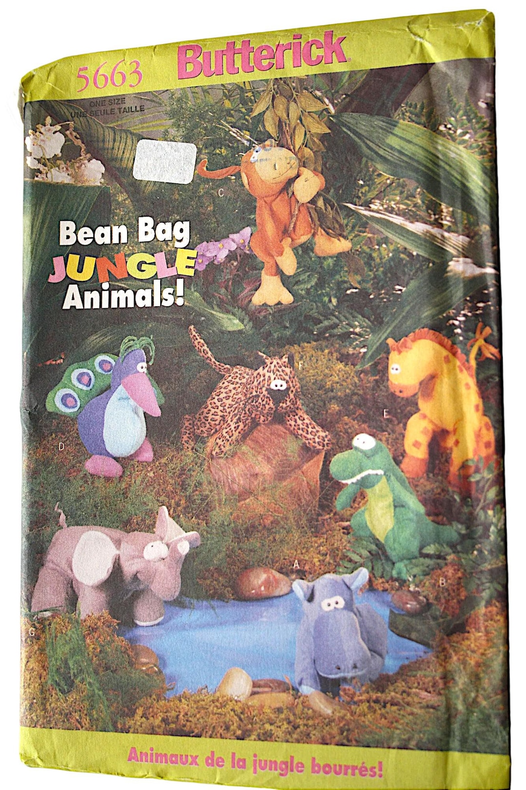 Bean Bag JUNGLE Animals Sewing Patterns Hippo Alligator Monkey Peacock ...