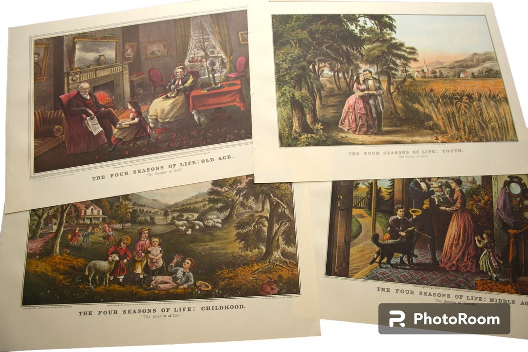 Large CURRIER and IVES Prints, Four Seasons of Life, Vintage Reprint ...