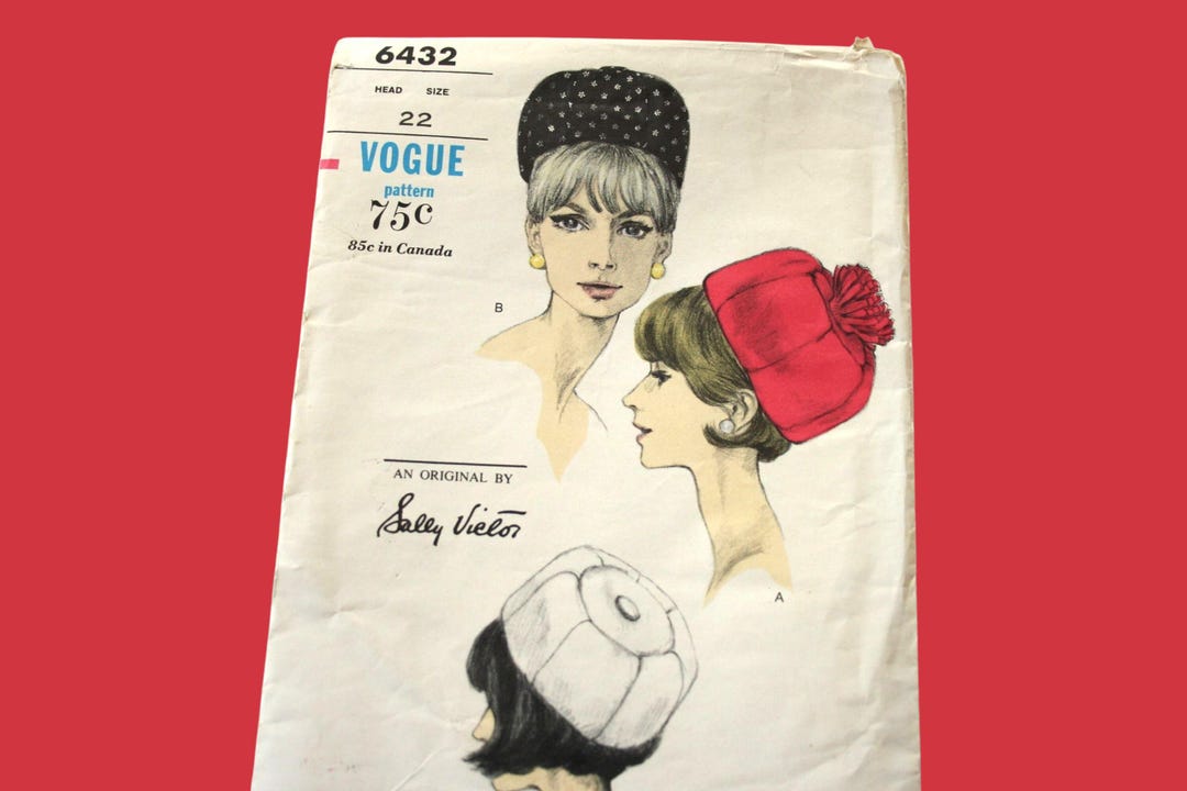Vintage 1960s Hat Sewing Patterns Women SIZE 22, Sally Victor - Hat ...