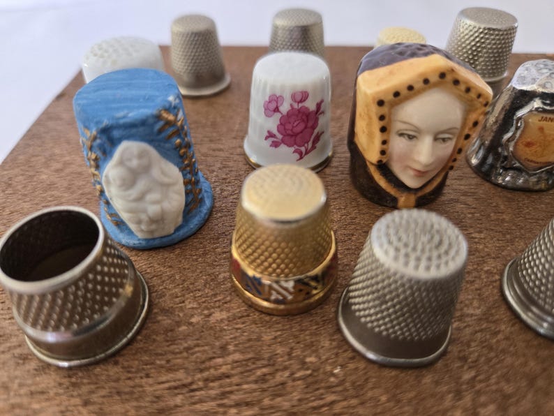 THIMBLE Collection With Wooden Display Box for Wall Hanging INCLUDES 17 ...