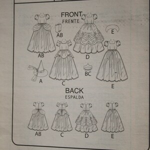Princess and Witch Costume Sewing Patterns Girls Size 3 4 5 6 Includes ...