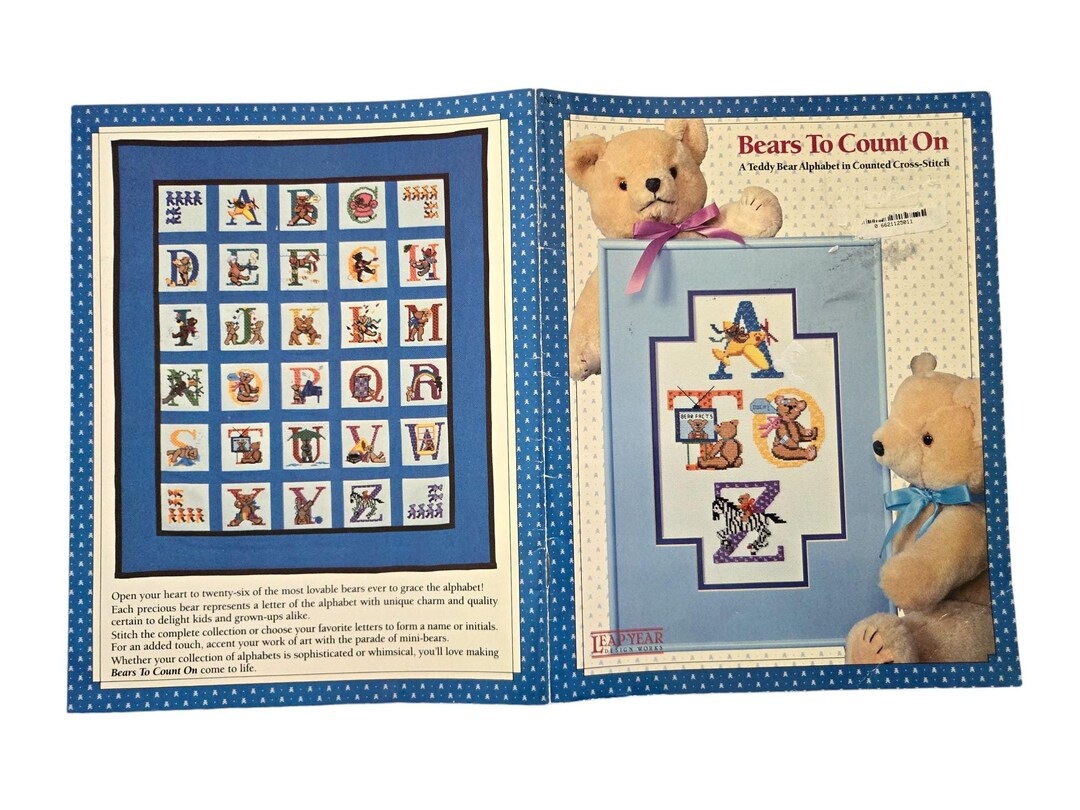 ALPHABET Cross Stitch Patterns Teddy Bears Embroidery, Wall Hanging ...
