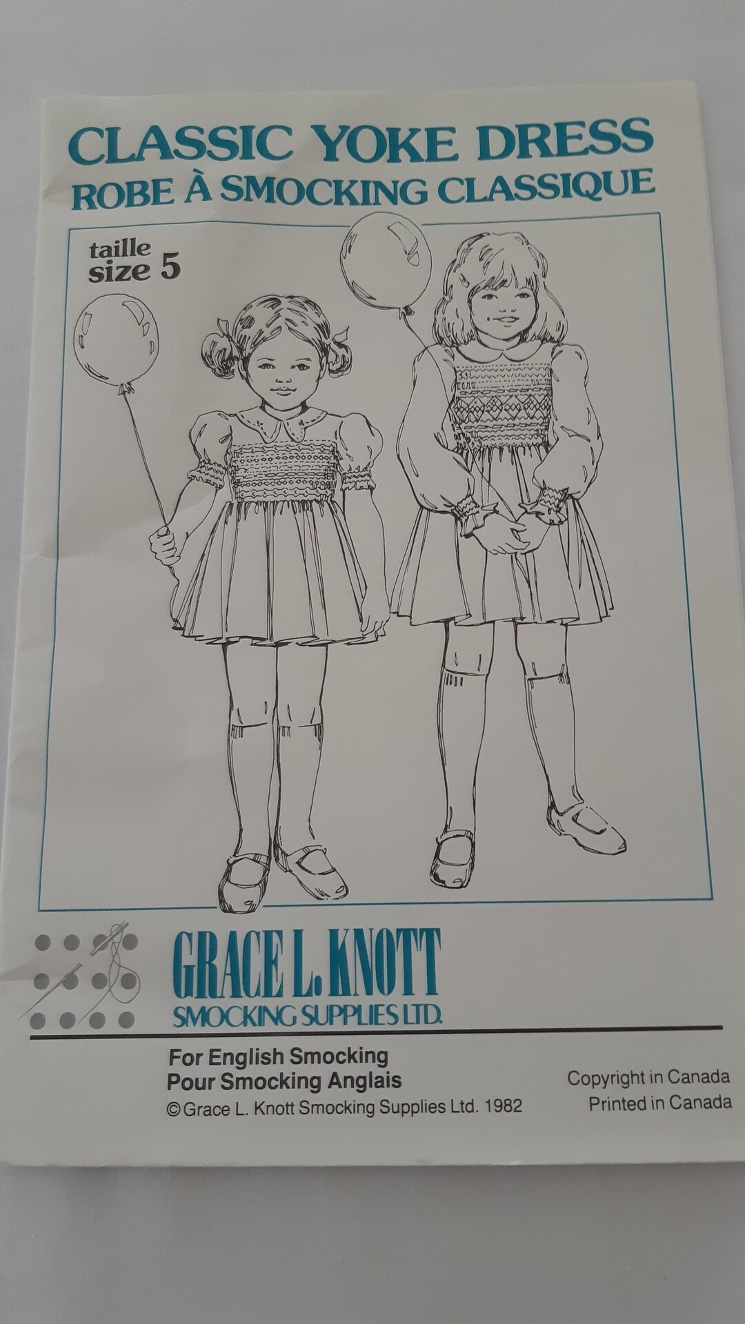 English Smocking Pattern for Girls Dress, Classic Yoke Dress Size 5 ...