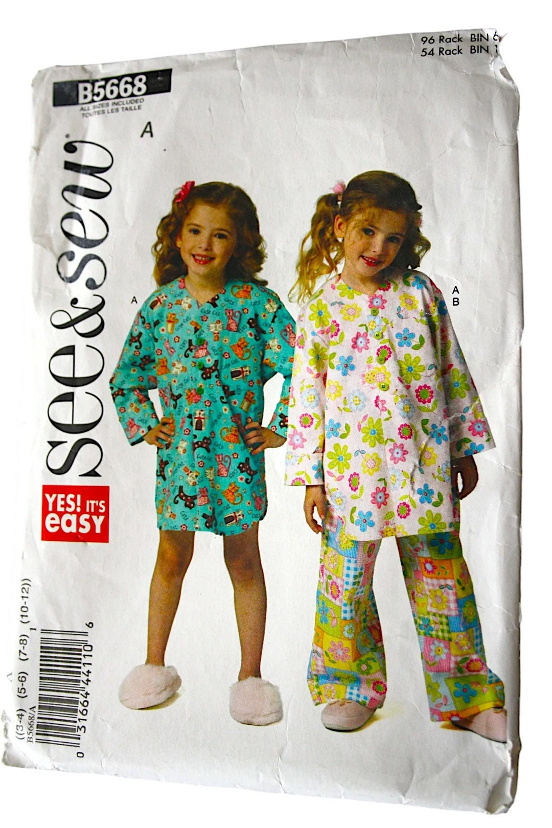 Girls Pajamas Nightshirt and Pants Size 3 to 12 EASY See and Sew Sewing ...