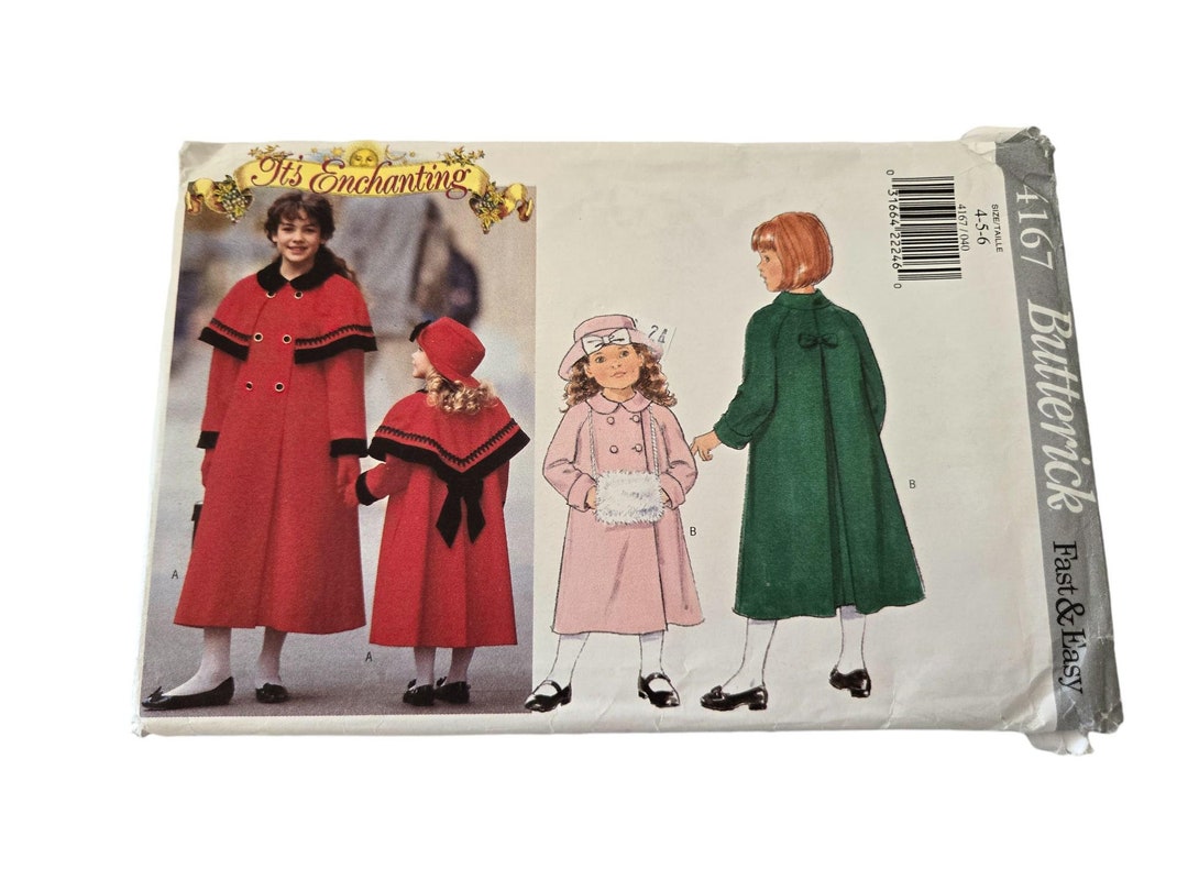 Coat Capelet Muff Hat Pattern Girls Size 4 5 6 Dressy Winter Coat ...