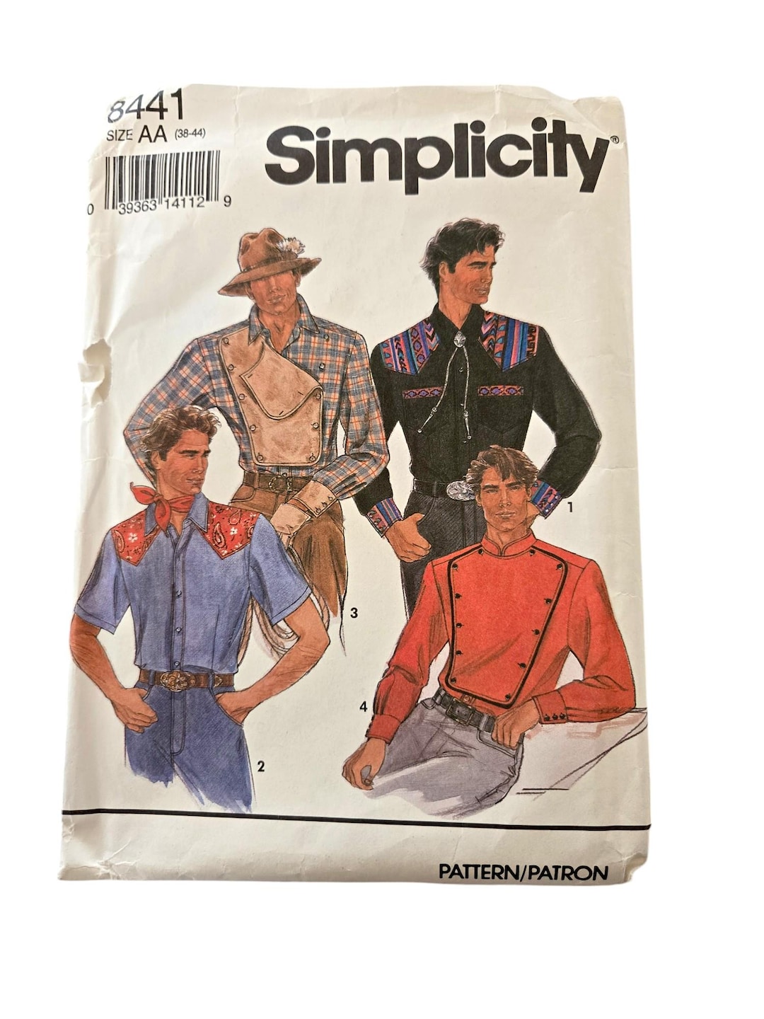 Country Western Shirt Sewing Pattern Mens Size 38 40 42 44 UNCUT ...