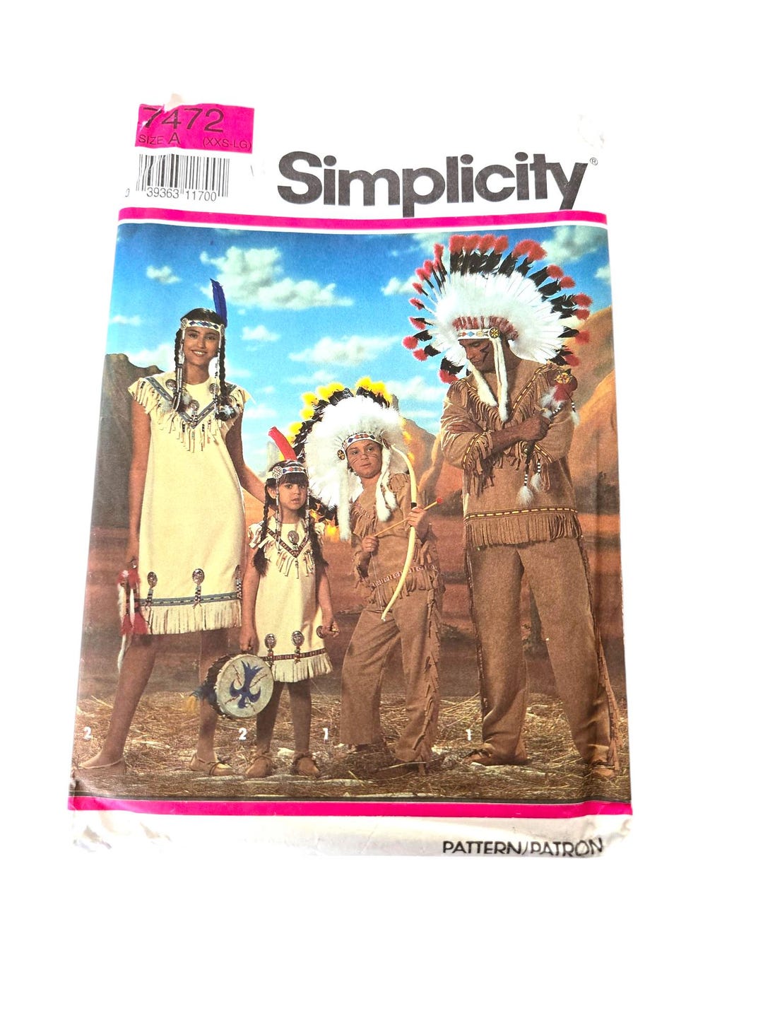 ADULT Native American Costume Pattern Warrior Squaw Men Women Teen Size ...