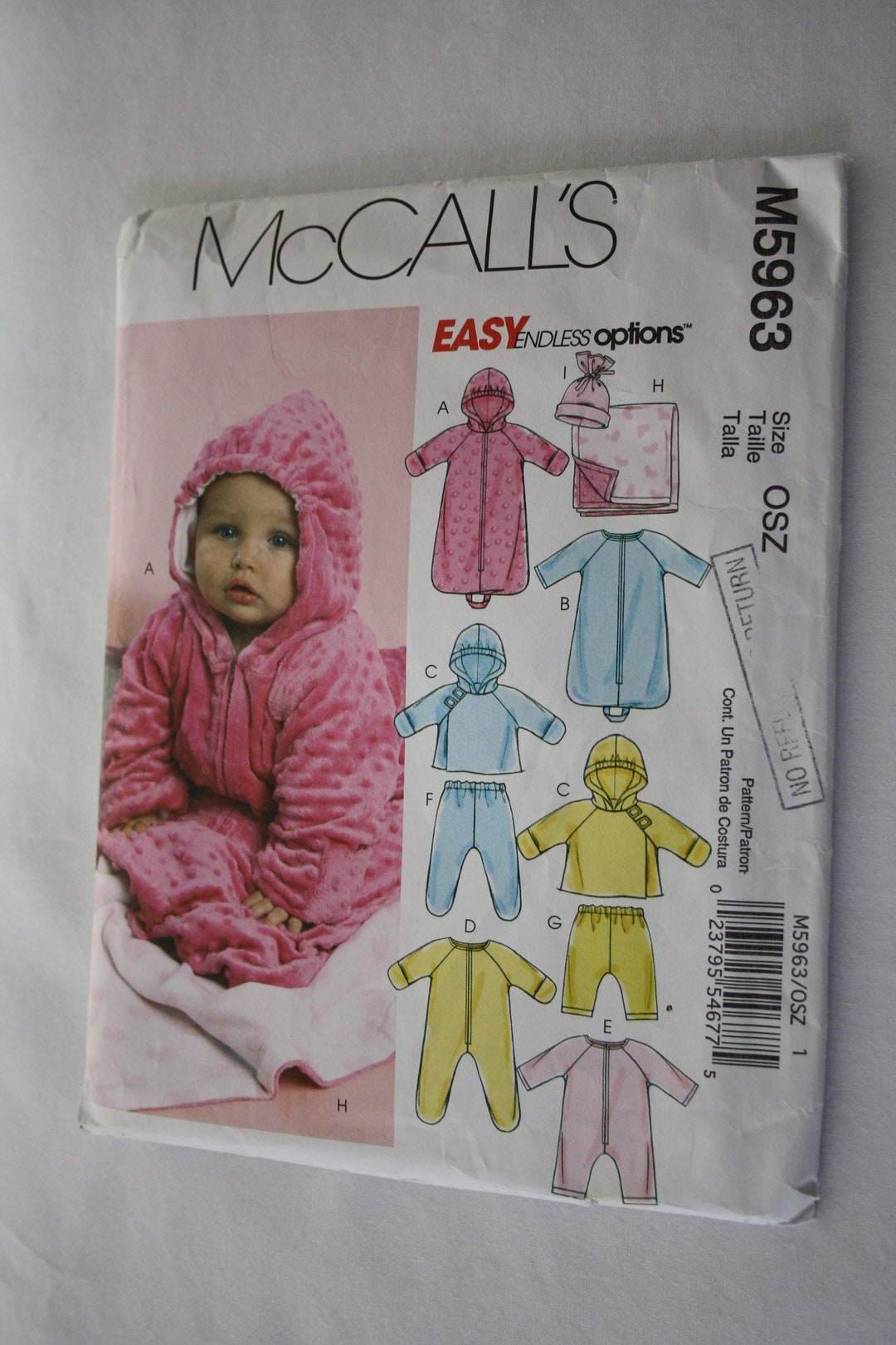 Sewing Patterns for Baby Buntings Jacket Jumpsuits Pants Reversible ...