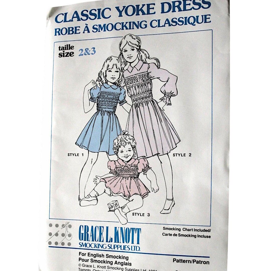 English Smocking Sewing Pattern for Girls Dress, Classic Smocked Yoke ...