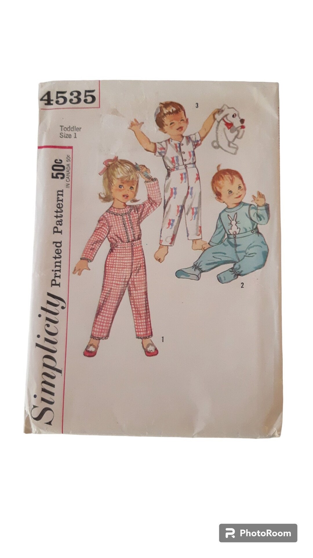 1960s Sewing Pattern UNCUT Toddlers Pajamas Incl Bunny Applique ...