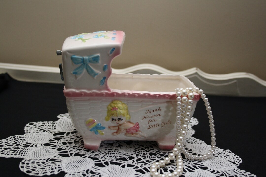 MUSIC BOX Nursery Planter for Baby Craddle Figurine Planter EXCELLENT ...