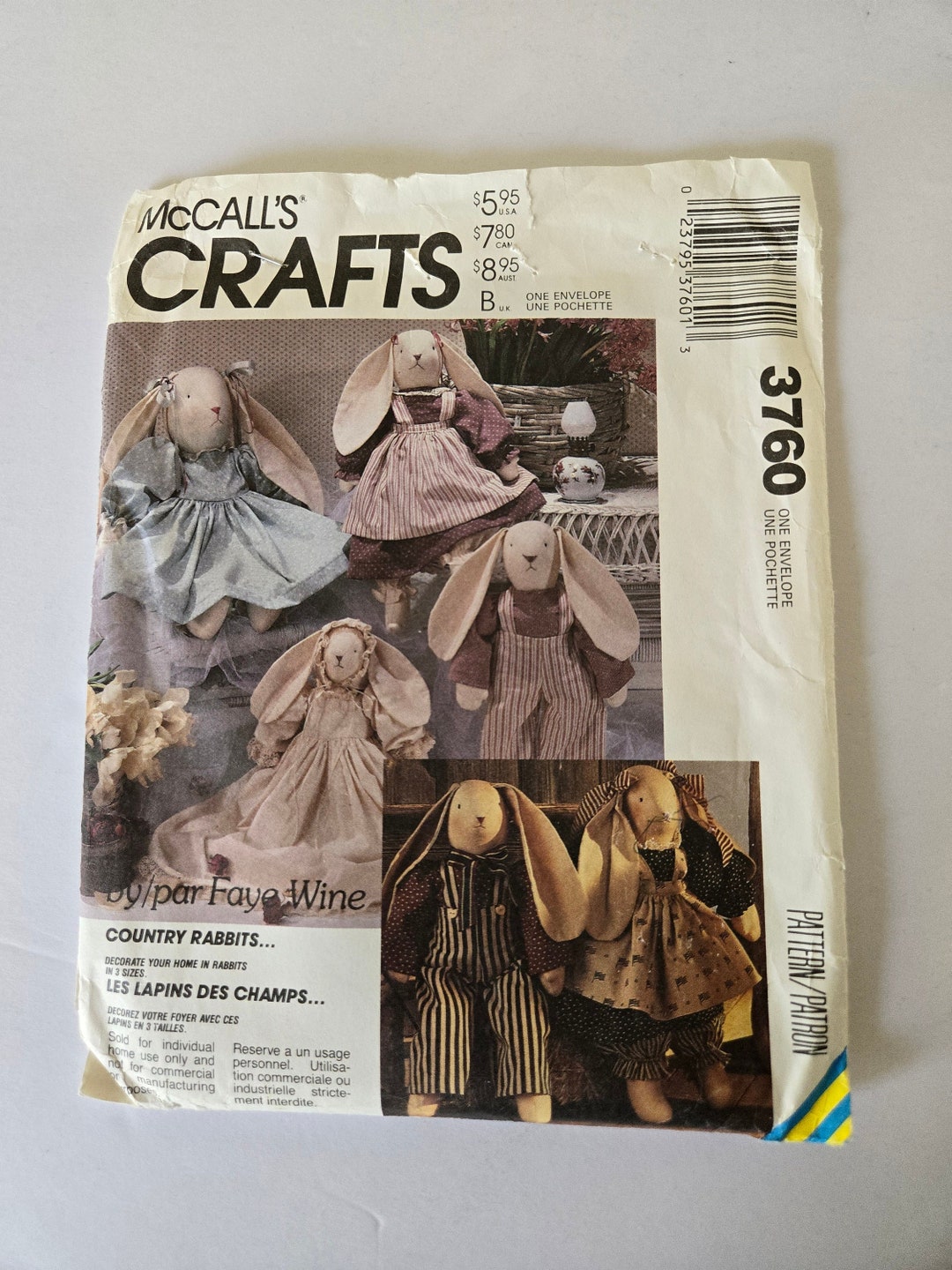 Stuffed Country Bunnies /rabbits and CLOTHES Patterns, Three Sizes ...