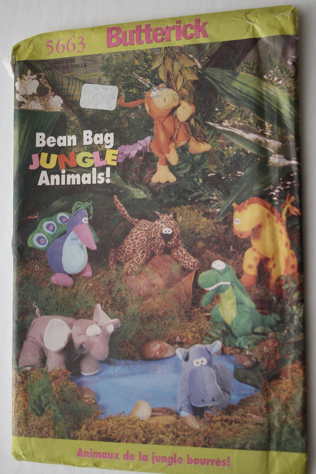 Bean Bag Animals JUNGLE Animals Sewing Patterns Hippo Alligator Monkey ...