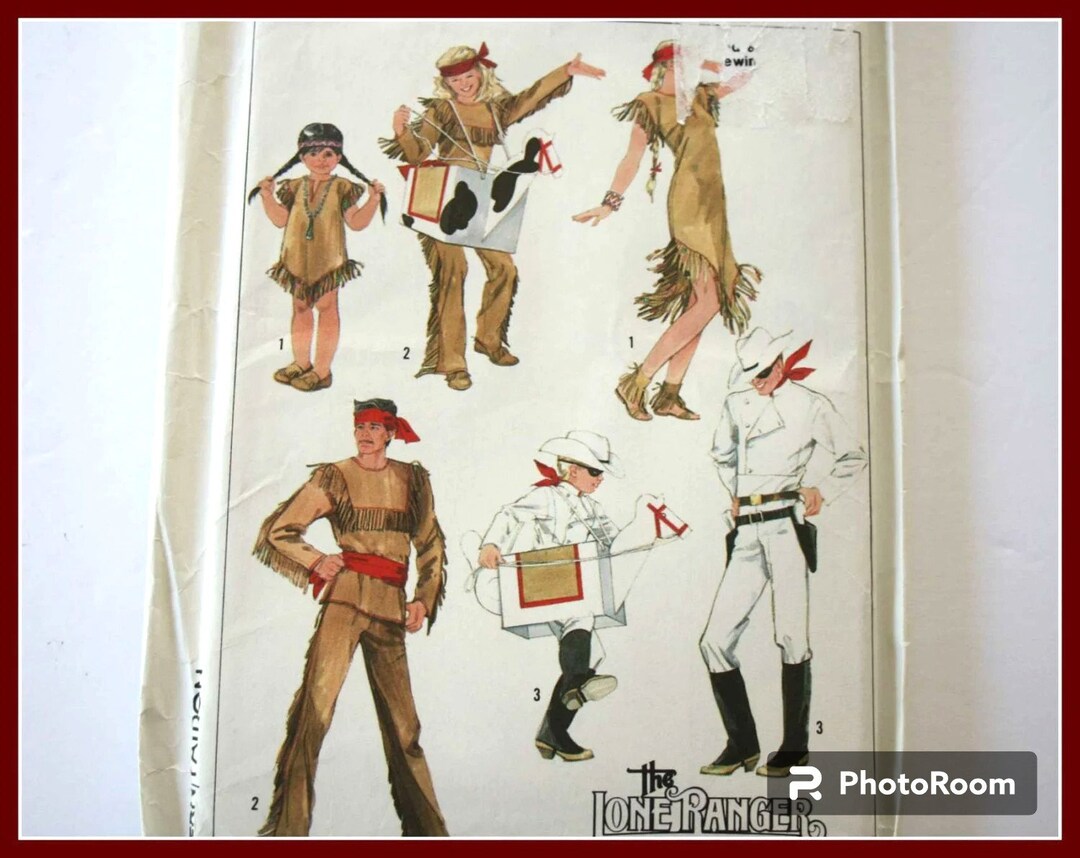 Native American Costume Sewing Patterns Child Size 10 12 Tonto Silver ...
