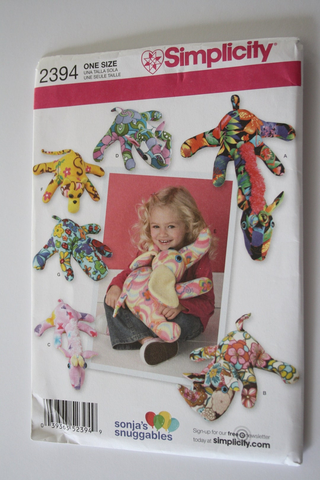 Simplicity 2394 Stuffed Toys Patterns for Animals /fleece Giraffe ...