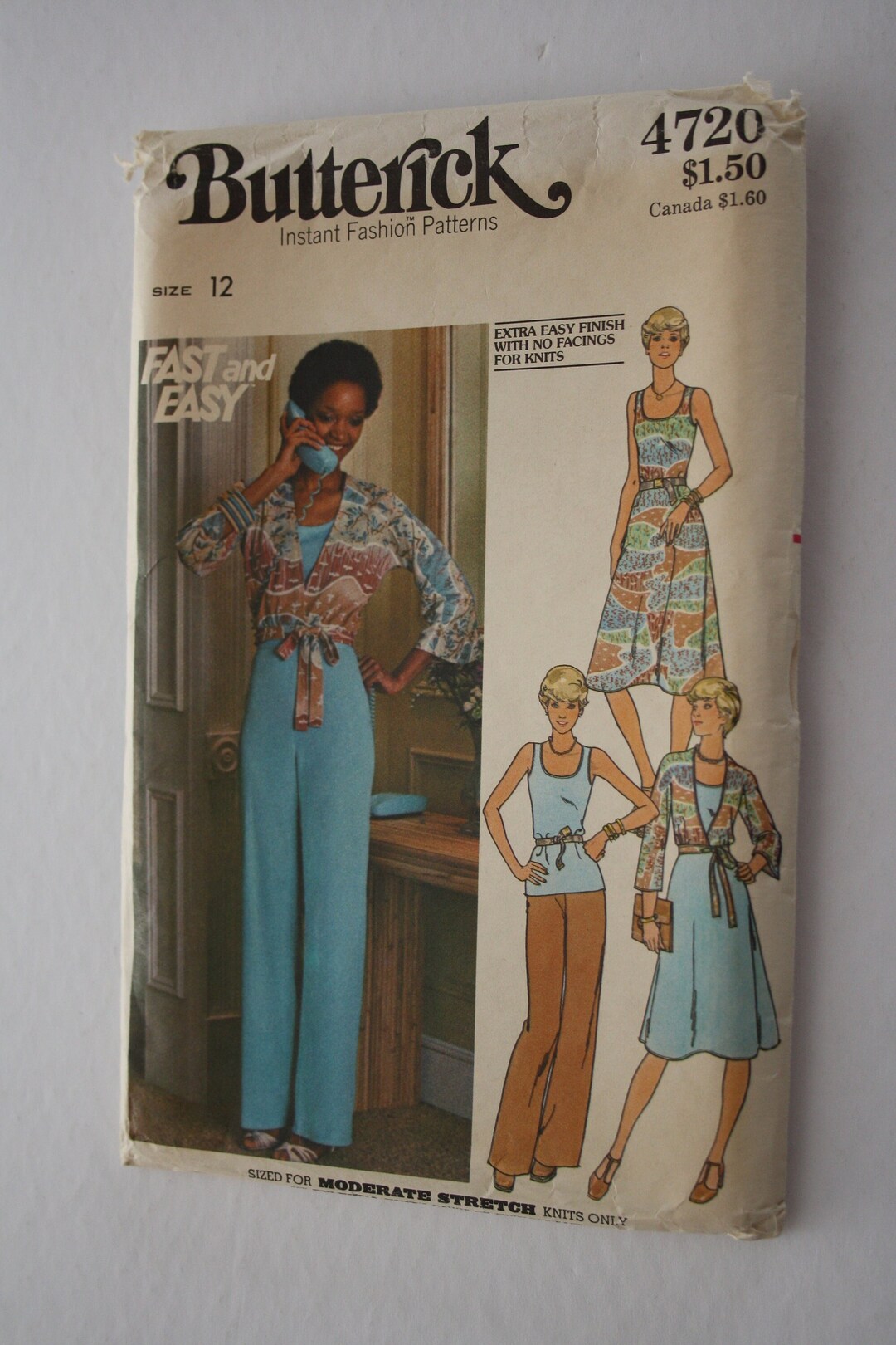 1970s Pattern Womens Kimono Jacket, Tank Top With Scoop Neckline ...