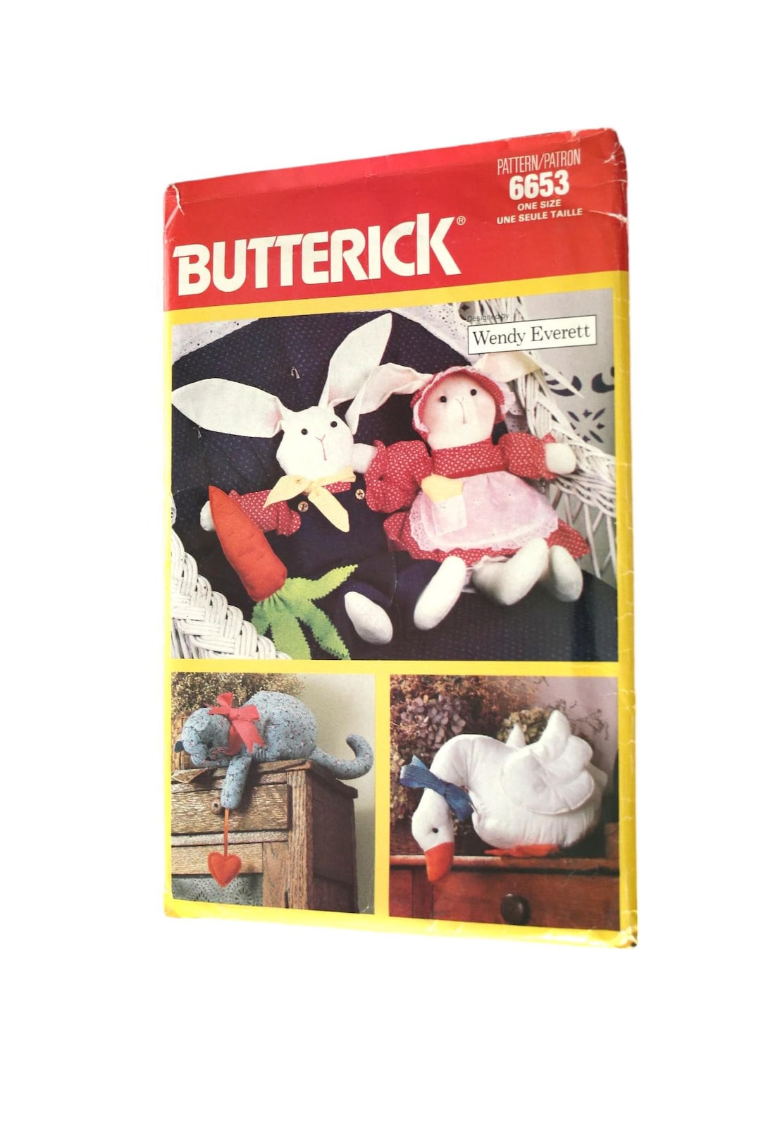 STUFFED Country Bunnies, Cat, Duck Sewing Pattern COUNTRY Animals ...