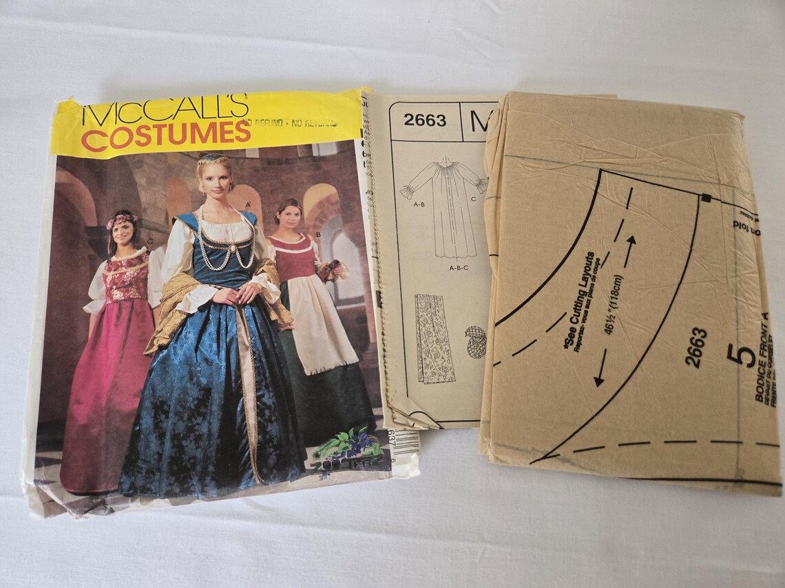 Womens Size 16 18 MEDIEVAL Costume Sewing Pattern UNCUT Mccalls 2242 ...