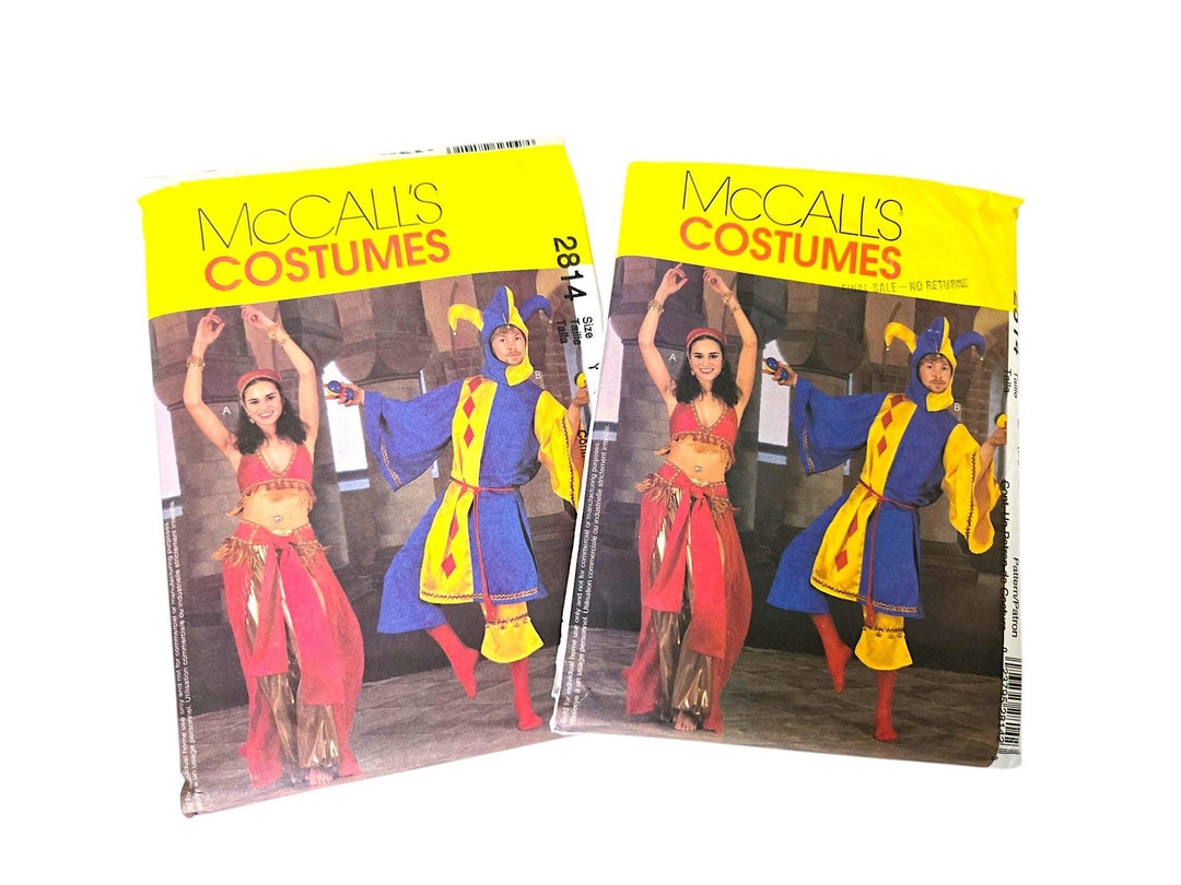 Belly Dancer Costume and Jester Pattern Men Women Teen Boy Sizes Chest ...