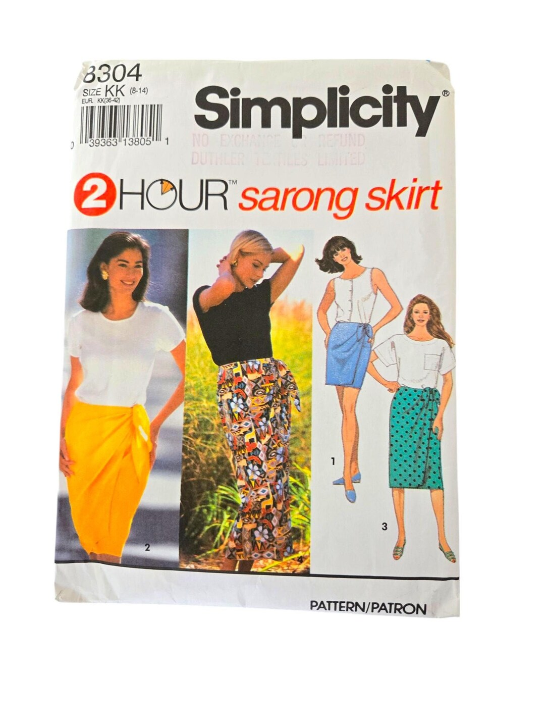 2 HOUR Easy SARONG Skirt Pattern Womens Size 8 10 12 14 Skirt in 4 ...