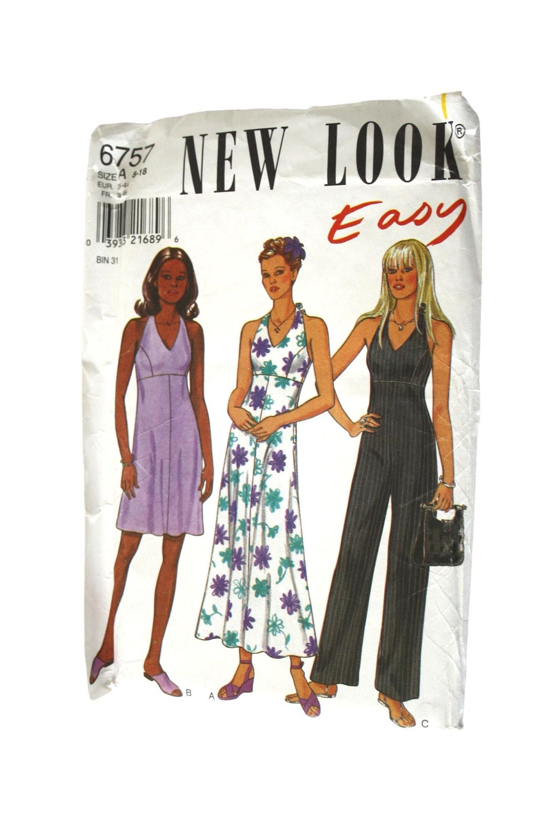 6757 New Look Sewing Pattern EASY Halter Jumpsuit and Halter Dress in ...