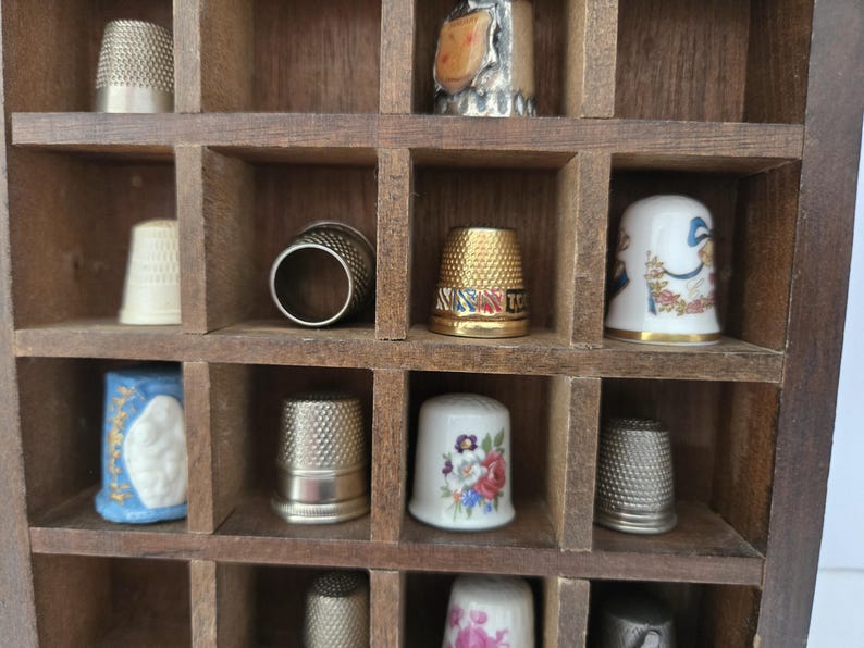 THIMBLE Collection With Wooden Display Box for Wall Hanging INCLUDES 17 ...