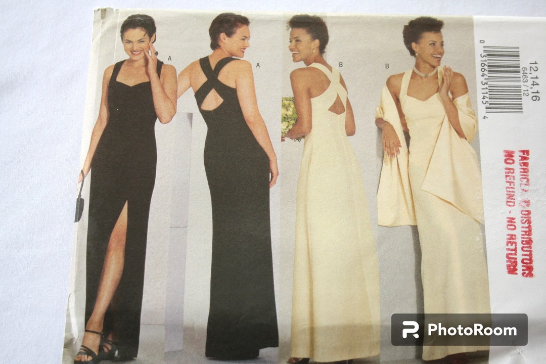 EASY Evening Gown Sewing Pattern, Womens Size 12 14 16 Long Dress ...
