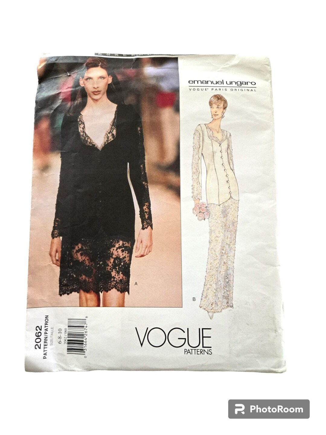 Vogue 2062 Sewing Pattern Paris Original Dress Designer Emanuel Ungaro ...