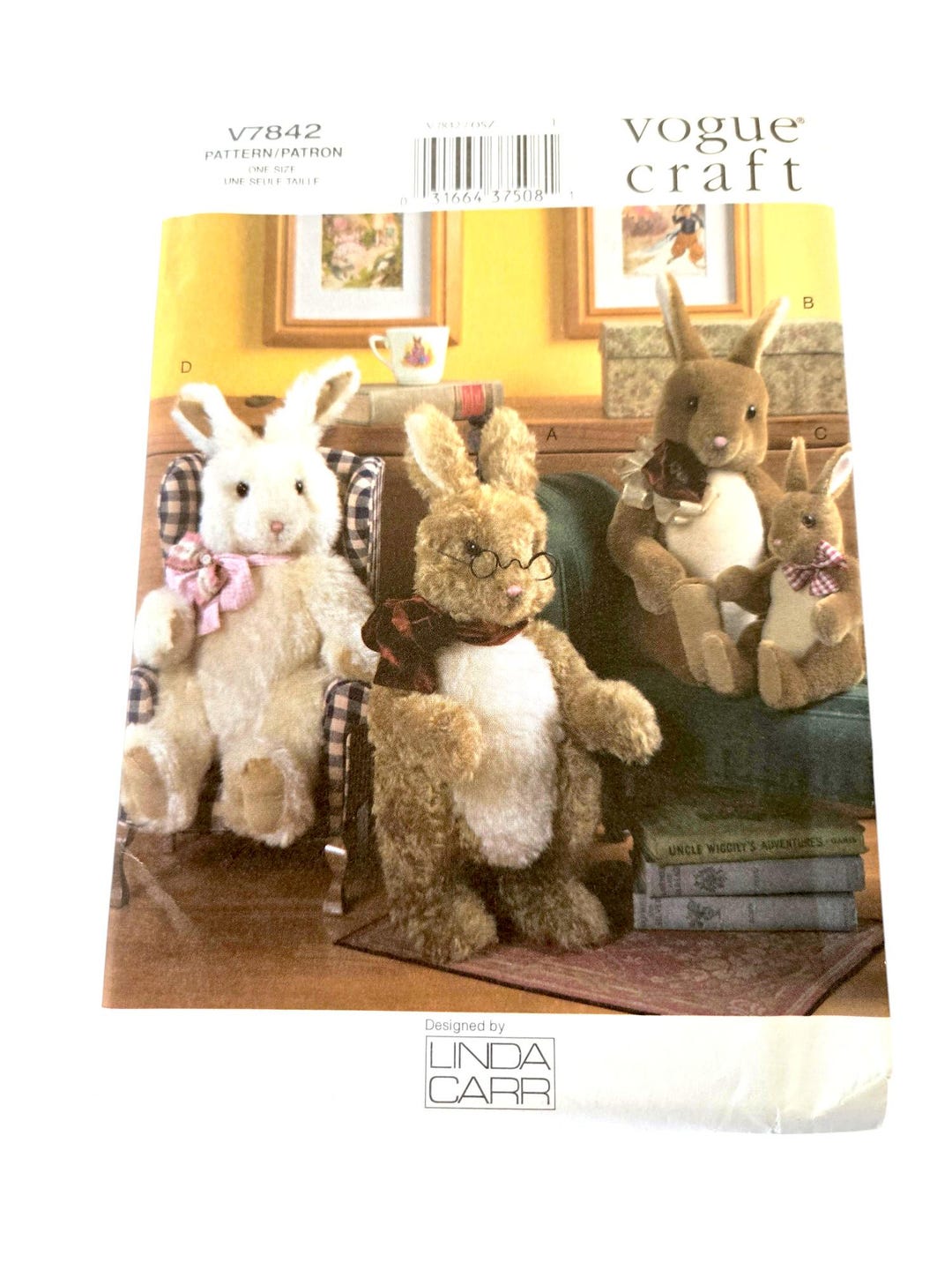 Stuffed BUNNY RABBIT Sewing Patterns 12" and 21" High Make Four Jointed ...