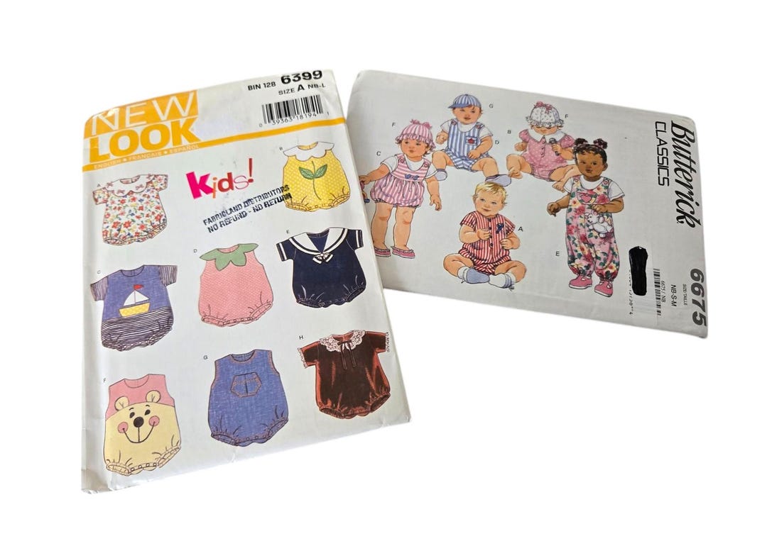 2 EASY Baby Girl Boy Sewing Patterns Sizes Newborn to 24 /29 Pounds ...