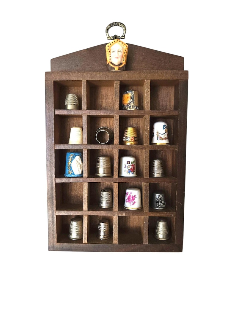 THIMBLE Collection With Wooden Display Box for Wall Hanging INCLUDES 17 ...
