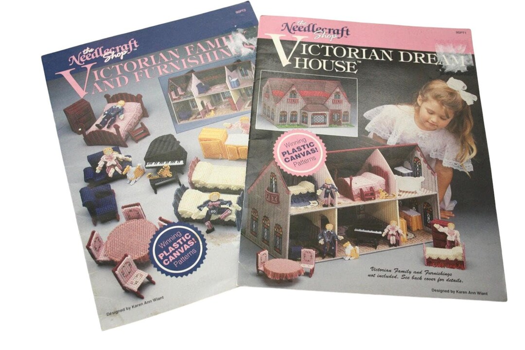 Set 2 Plastic Canvas Doll House Patterns /victorian Dream House AND ...