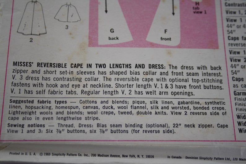 1960s Sewing Pattern Cape and Dress Women's Size 12 Bust - Etsy